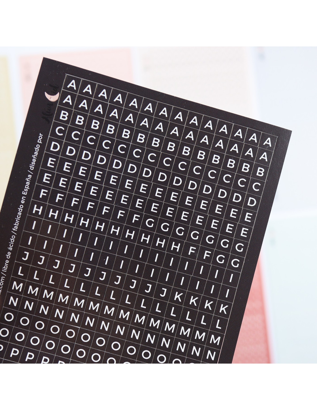 Black ABC stickers sheet to document